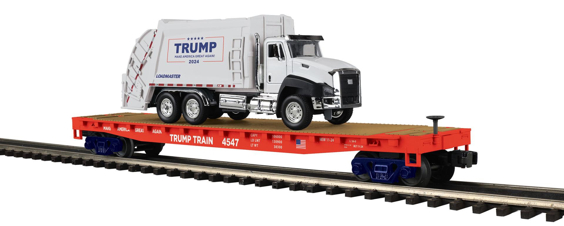 MTH – Donald J. Trump Premier Flat Car with Garbage Truck – O Scale ...