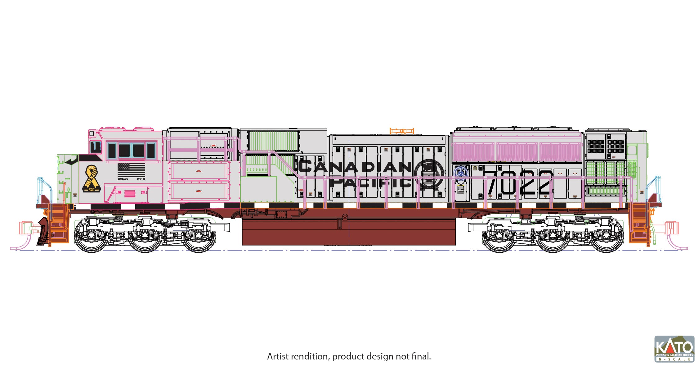 Kato SD70ACu - Canadian Pacific CP #7022 - Navy - DCC & LokSound - N S ...